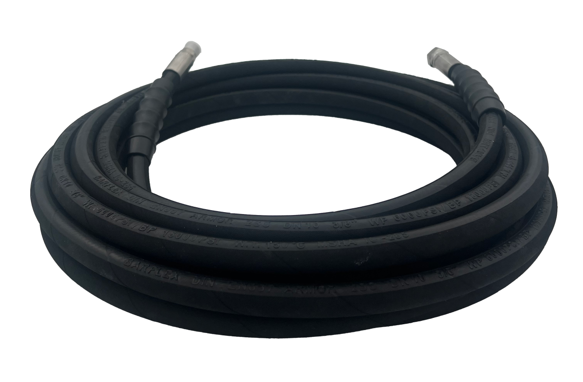 3/8" R2 2 Wire Mining Hose - Black - 6,000 PSI - BARjet Tuffskin[165 ...